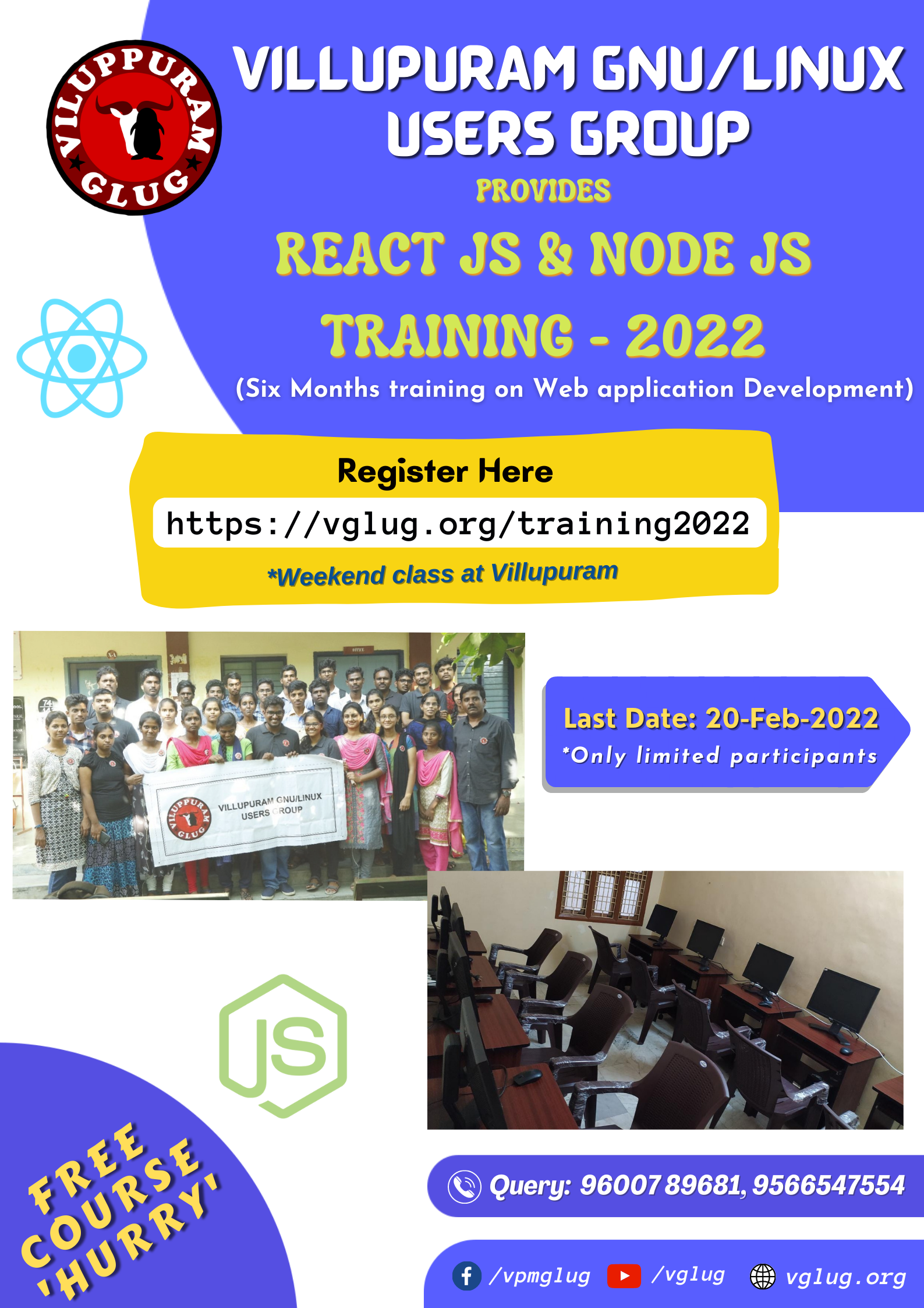 VGLUG provides Free React JS & Node JS Web Development Training – 2022 – VGLUG Foundation