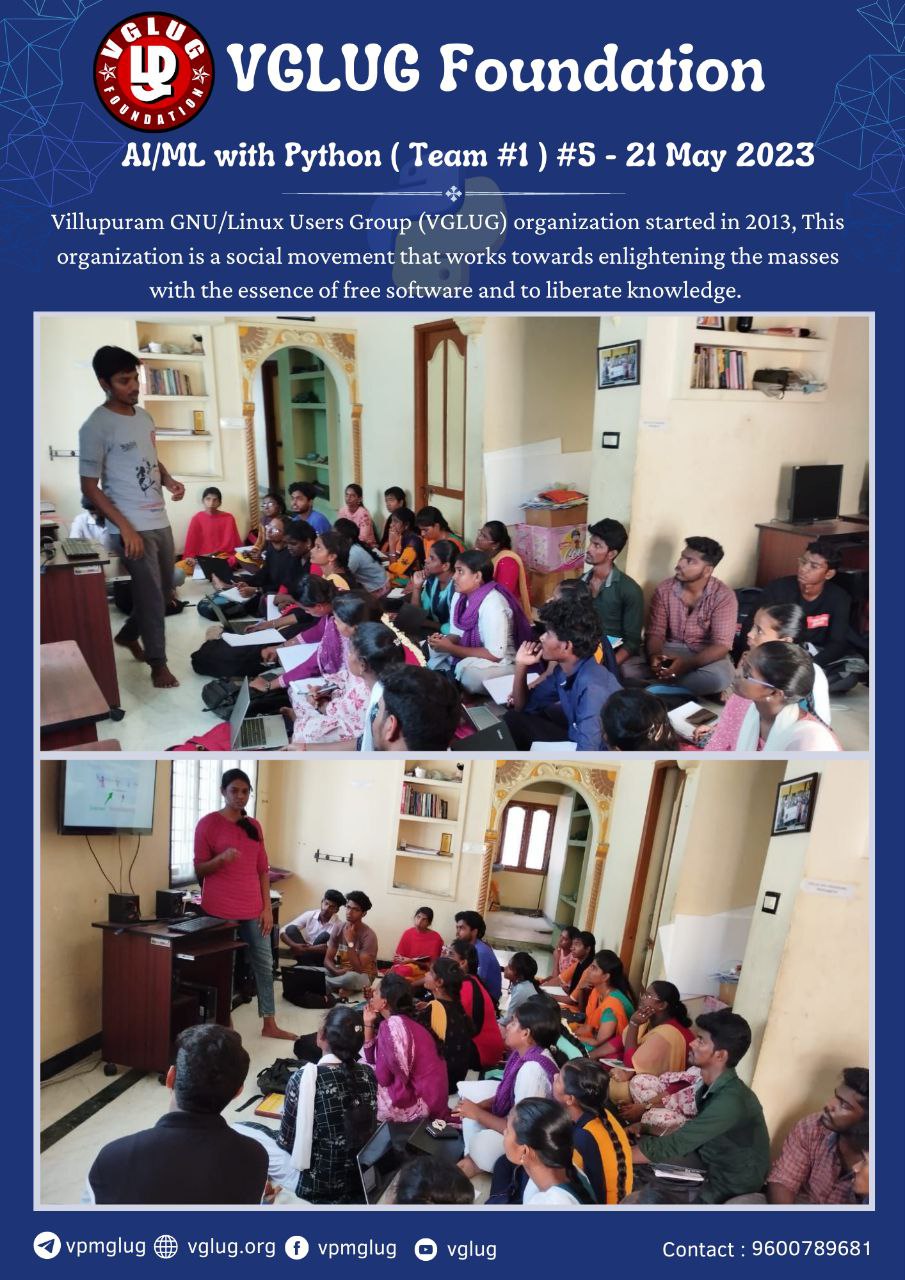 AI/ML with Python and Cyber Security Training 2023 – Session #5 – 21/May/2023 – VGLUG Foundation