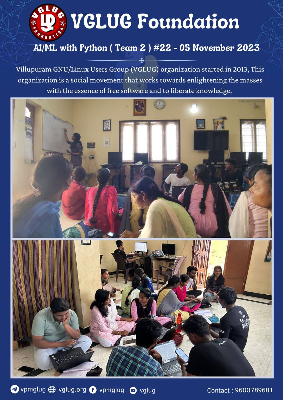 AI/ML with Python and Cyber Security Training 2023 – Session #22 – 05/Nov/2023 – VGLUG Foundation