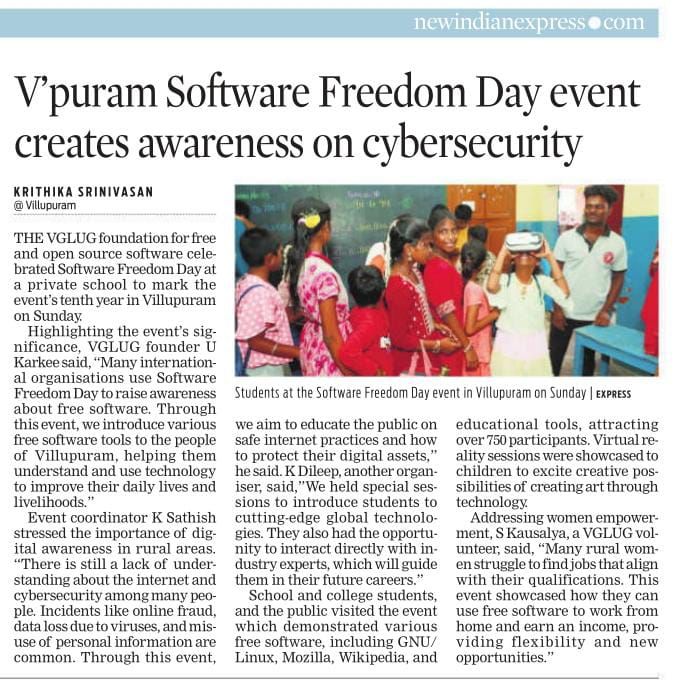 கணினி மென்பொருள் கண்காட்சி!! – VGLUG SFD – 2024 – VGLUG Foundation